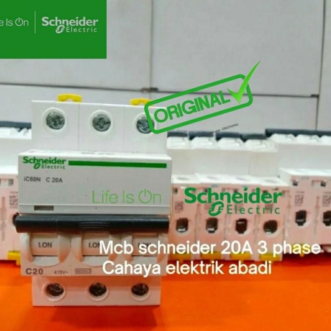 Jual MCB SCHNEIDER IC60N 20A 3P/MCB SCHNEIDER/MCB 20A 3PHASE DISKON | Shopee Indonesia