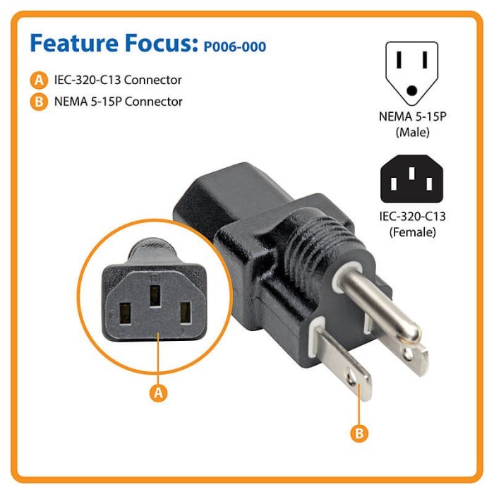 Jual Kabel Power Cord US NEMA 5-15 Plug to C13 Kabel Power US Type B ke ...