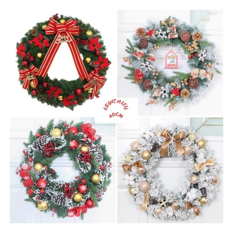 Jual Krans Natal Hiasan Dekorasi Pintu Natal / Kran Natal 30 Cm Hiasan ...