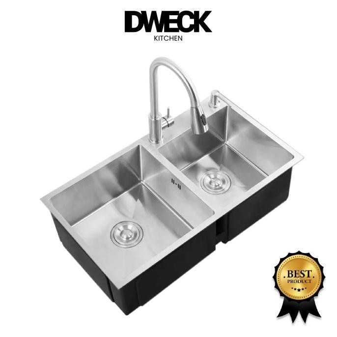 Jual DWECK - Kitchen Sink Stainless Silver 304 2 lubang Mininimalis Set ...