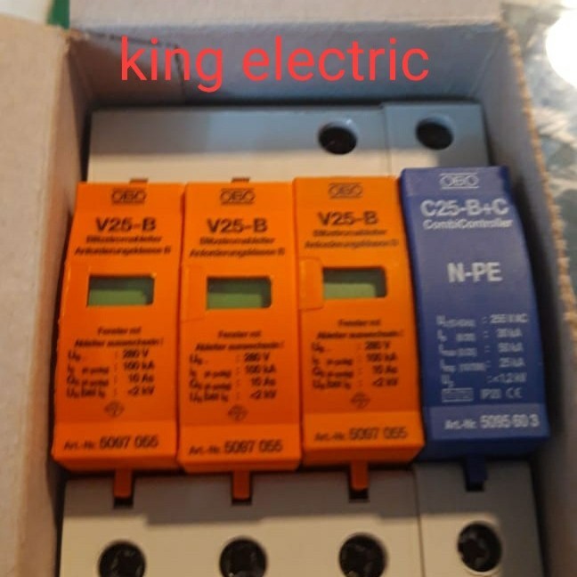 Jual Surge Arrester Obo V25-B 3P 280V Ac Npe 100Ka Penangkal Petir Obo ...