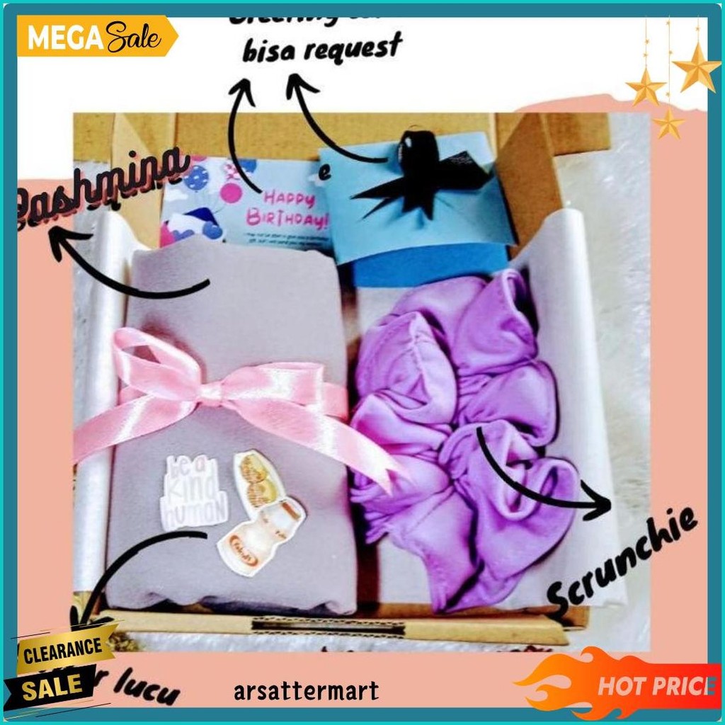 Jual Hampers Hijab Pashmina Murah Gift Box Premium Free Ucapan Request Warna (Murmer) | Shopee ...