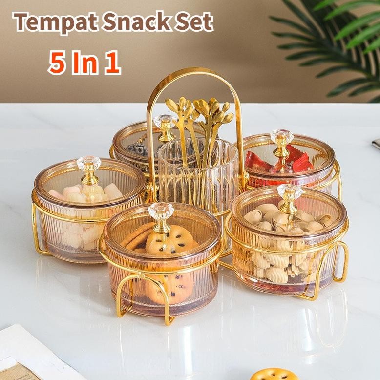 Jual 5 In 1 Snack Tray Toples Bulat Akrilik/ Snack Toples Bulat Kaca ...