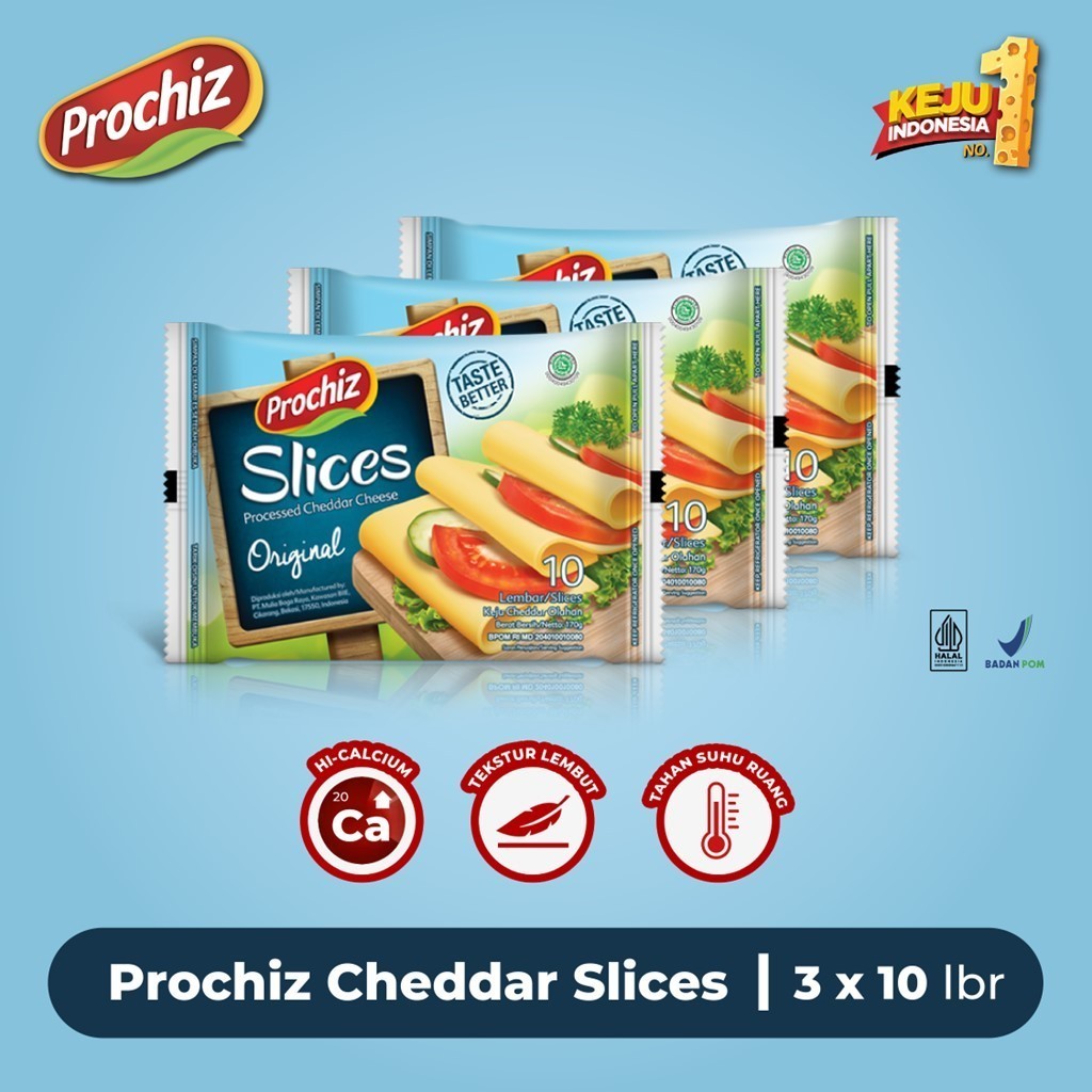 Jual PROCHIZ Cheddar Slices Original 10s x 3 pcs | Shopee Indonesia