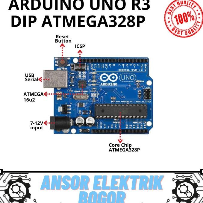 Jual Arduino Uno R3 Dip Atmega328P Dip Atmega 16U2 Compatible Harga ...