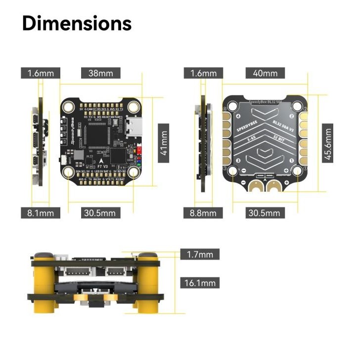 Jual SpeedyBee F7 V3 BL32 50A 3-6S 30x30mm Stack Flight Controller FC ...