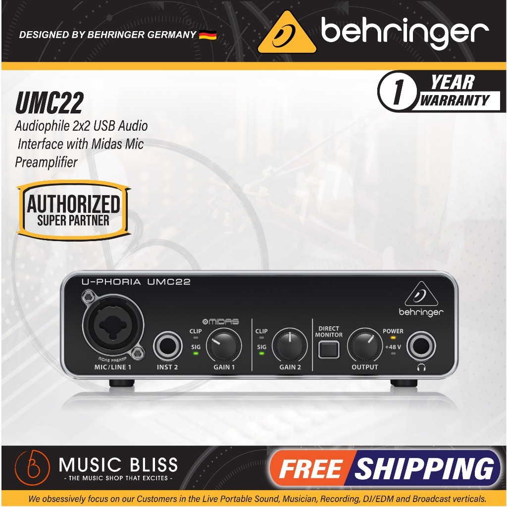 Jual Behringer U-Phoria UMC22 Audiophile 2x2 USB Audio Interface dengan ...
