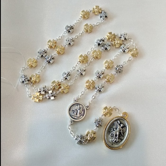 Jual BEBAS ONGKIR - Kaplet Devosi St. Michael Bentuk Salib Dua Warna ...