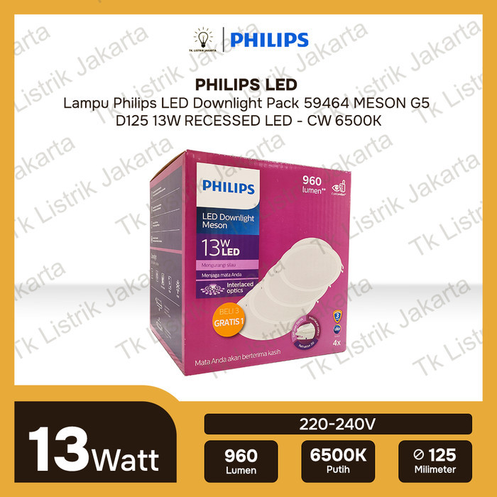 Jual HARGA DISC - PHILIPS LED Downlight Pack 59464 MESON G5 D125 13W ID ...