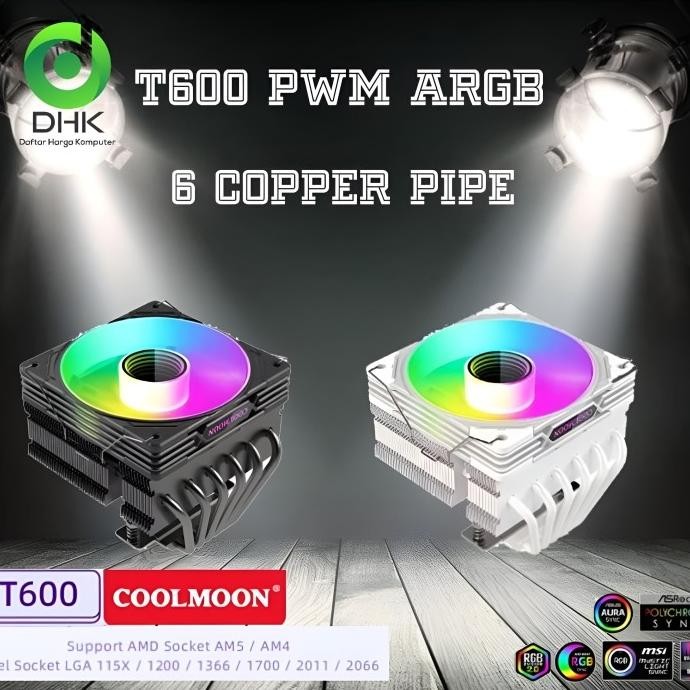 Jual COOLMOON CPU COOLER T600 6 PIPE PWM ARGB | Shopee Indonesia