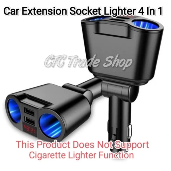 Jual Car Extension Socket Lighter 4IN1 Colokan Lighter Cabang 2+2 USB ...