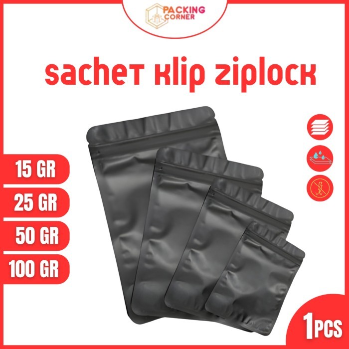 Jual Plastik Zip Hitam Sachet Pouch Kemasan Kopi 15gr 25gr 50gr 100gr ...