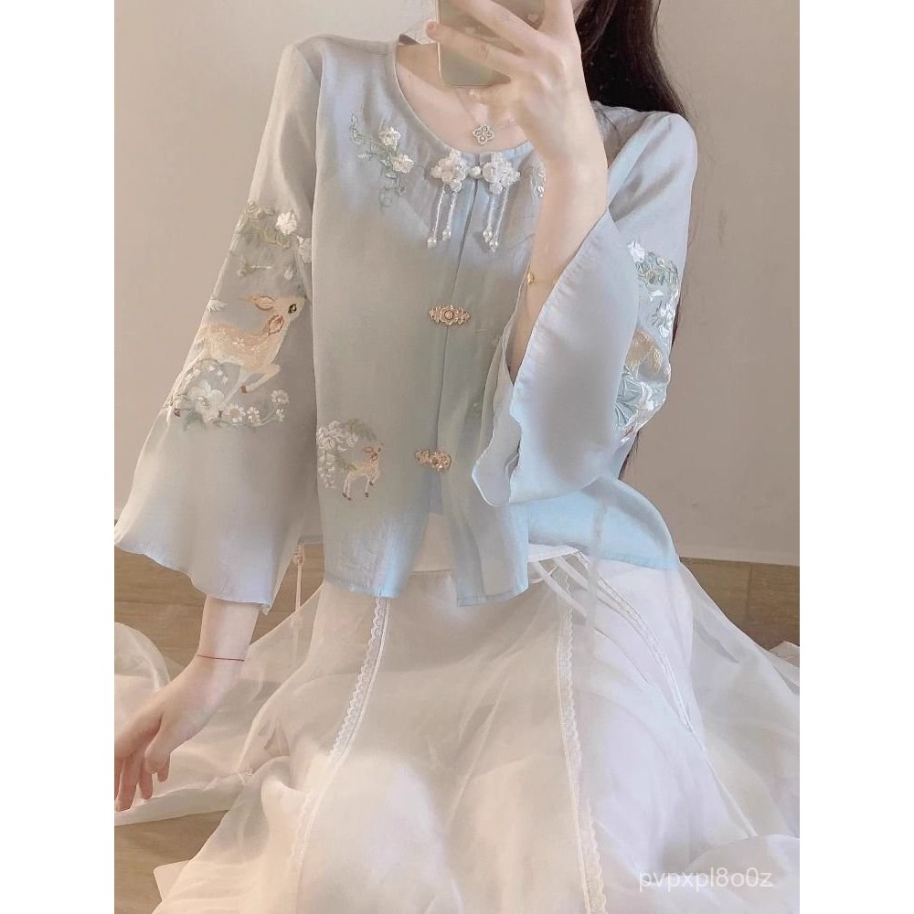 Jual Rok Pelangsing Hanfu Yang Ditingkatkan, Set Dua Potong untuk ...