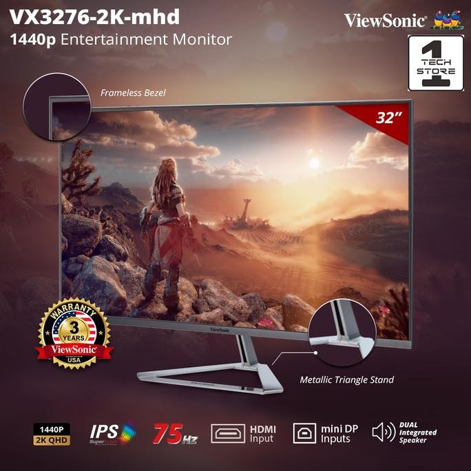 Jual Monitor LED 32" ViewSonic VX3276-2K-MHD |IPS|Frameless|HDMI|DP ...