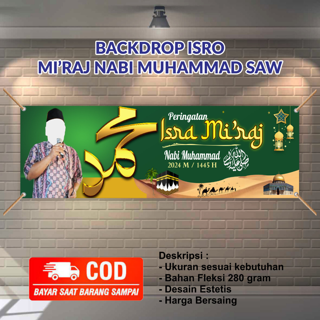 Jual spanduk banner backdrop isro mi'raj maulid nabi rajaban istighosah ...