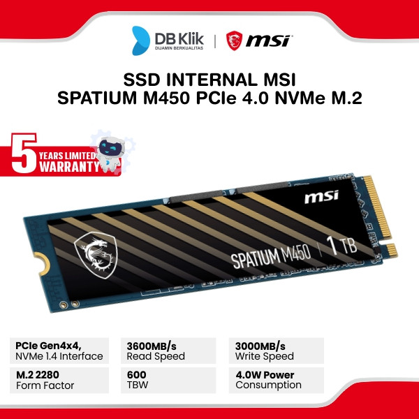 Jual MSI SPATIUM M450 V1 SSD 1TB M.2 NVMe PCIe Gen 4 | Shopee Indonesia