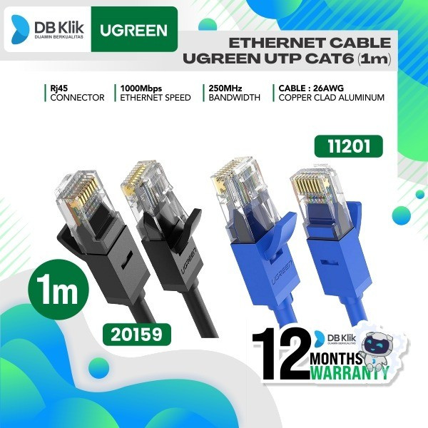 Jual UGreen Kabel LAN Cat 6 1M 1Gbps (20159/11201) | Shopee Indonesia