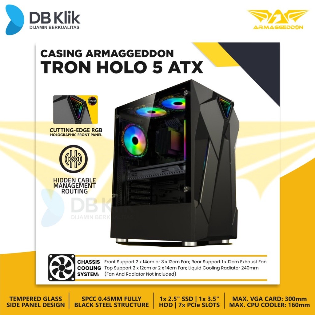 Jual Armaggeddon Casing Tron Holo 5 Atx Rgb Holographic - Case Tron ...