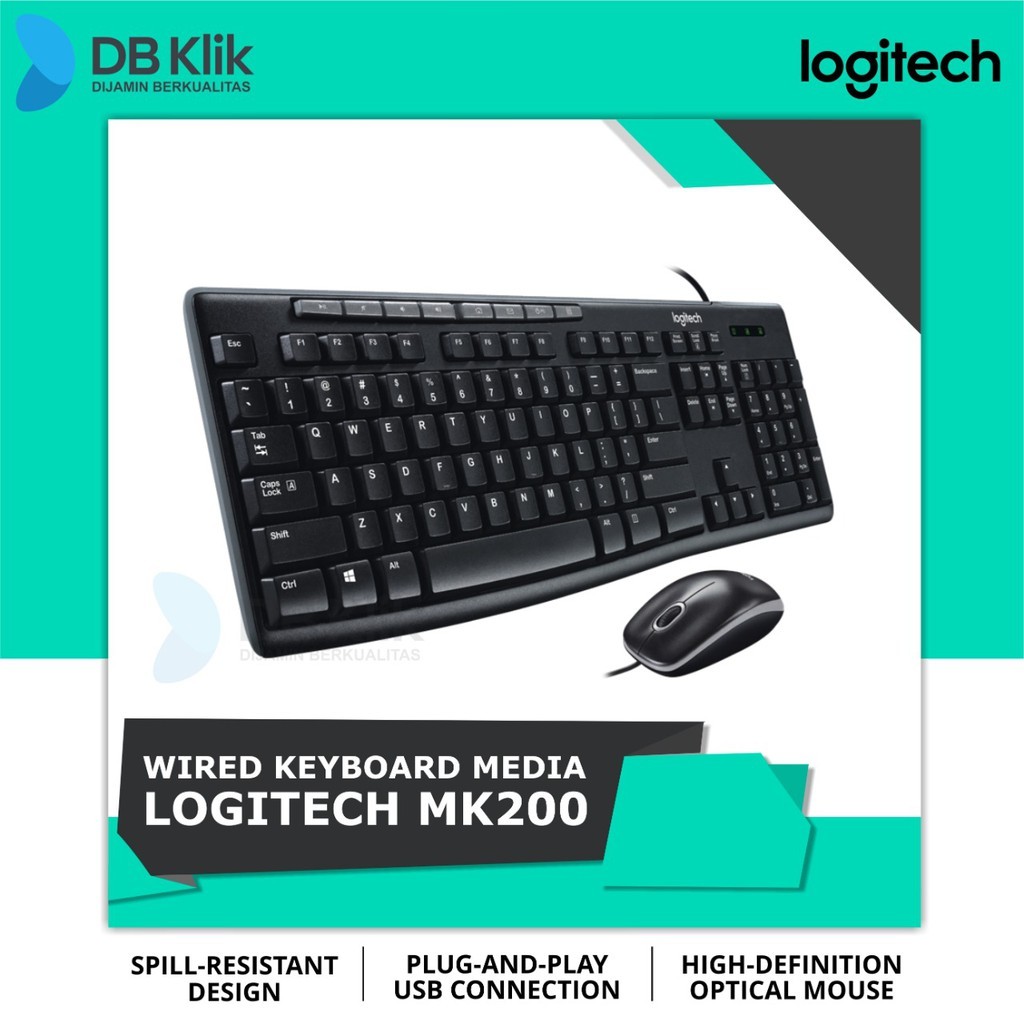 Jual Logitech MK200 Keyboard Mouse Wired Combo | Shopee Indonesia