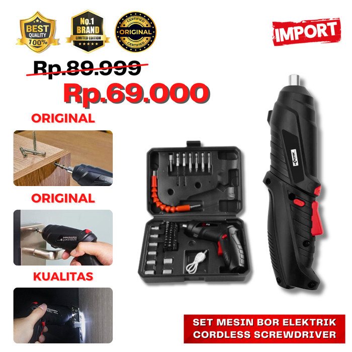 Jual Mesin Bor Baterai Cordless Ni Portable Obeng Screwdriver Electric ...