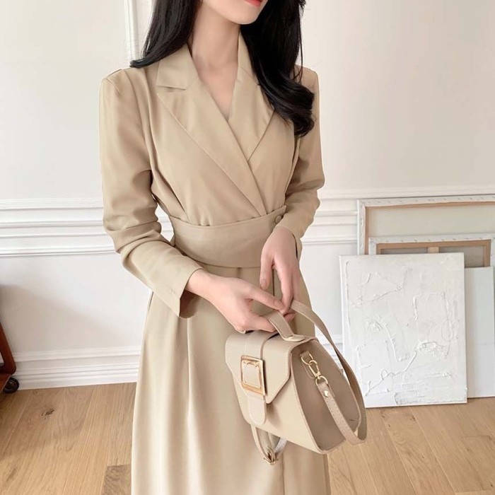 Jual Bian Dress Korean Simple Basic Sopan Formal Rapi Kerja Kerah ...