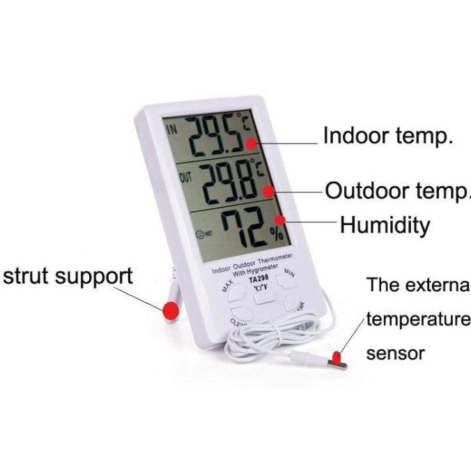 Jual Termometer Suhu Ruangan Digital LCD Thermometer Hygrometer Ta-298 ...