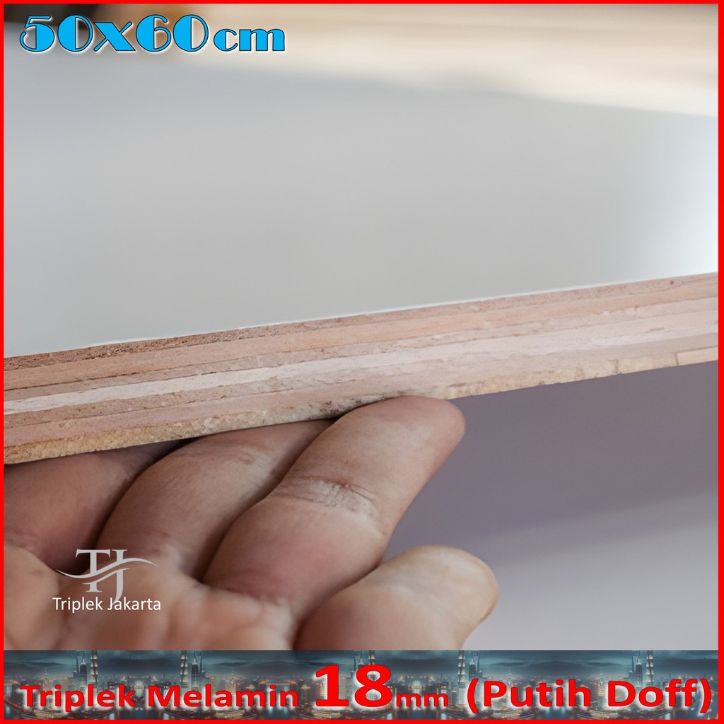 Jual Triplek Melamin 18mm 50x60 cm ( 60x50 cm ) Triplek Putih Doff 1 ...