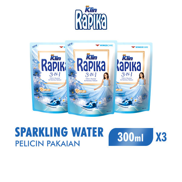 Jual Rapika Pewangi Pakaian Biru Sparkling Water Pouch 300ml x 3 pcs | Shopee Indonesia