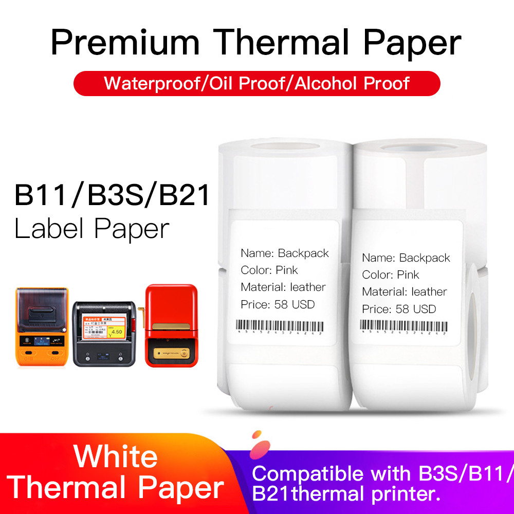 Jual Niimbot White Blank Thermal Printing Paper Roll for B21 Label Printer Barcode Price Size ...