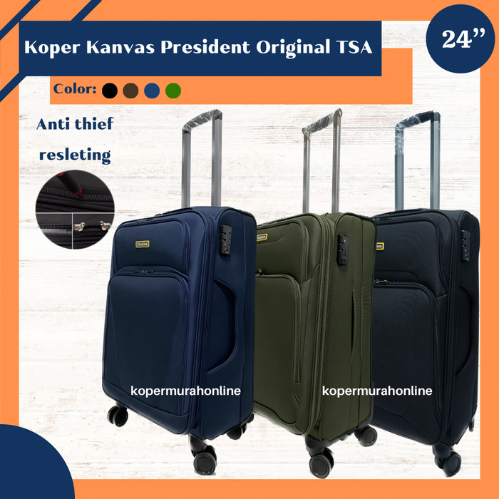 Jual HARGA DISC - Koper President kanvas serat kayu 24 inch coklat ...