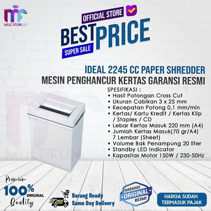 Jual Ideal 2245 CC Paper shredder/Mesin Penghancur Kertas Garansi Resmi ...