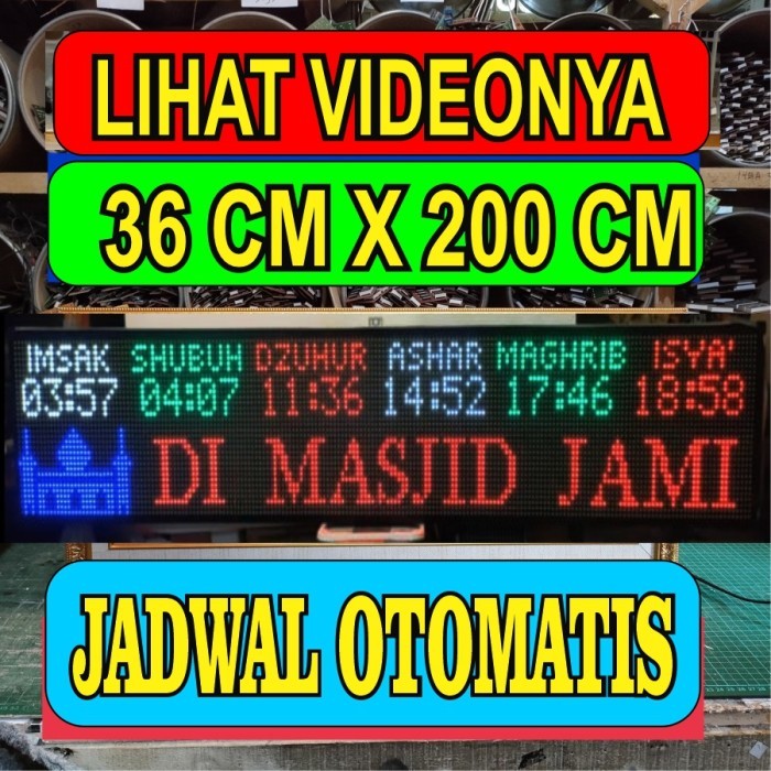 Jual jam waktu sholat digital masjid Running text besar uk 36 x 200 cm ...