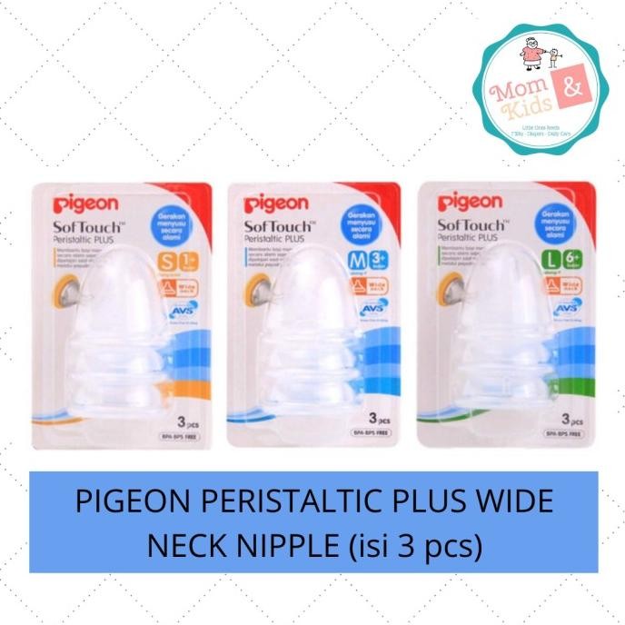 Jual Dot Pigeon Soft Touch Peristaltic Plus Wide Neck Nipple Isi 3 Pcs Original Dan Terpercaya ...