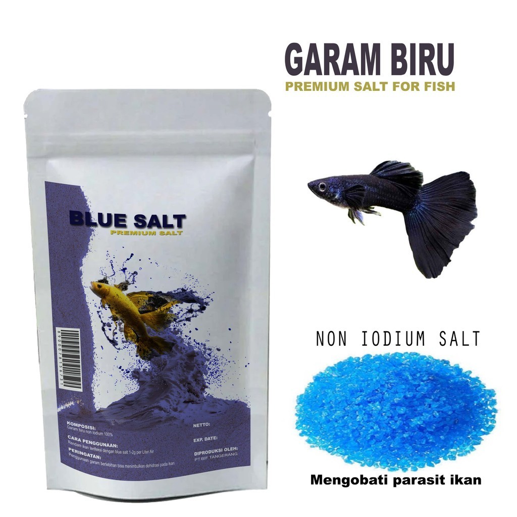 Jual Blue salt Garam ikan biru penghilang jamur ikan 100g sampai 1Kg ...
