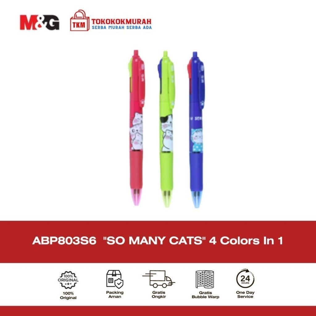 Jual M&G SO MANY CATS 4 Colors In 1 Ballpen | Shopee Indonesia
