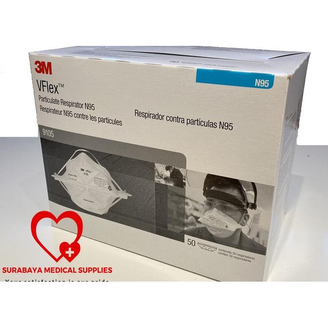 Jual Masker Respirator N95 3M Vflex 9105 Original Surabaya | Shopee ...