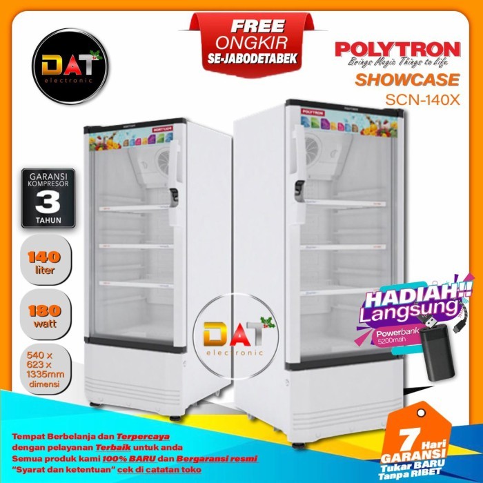Jual SHOWCASE POLYTRON SCN-140X 4 RAK DISPLAY COOLER GARANSI RESMI ...