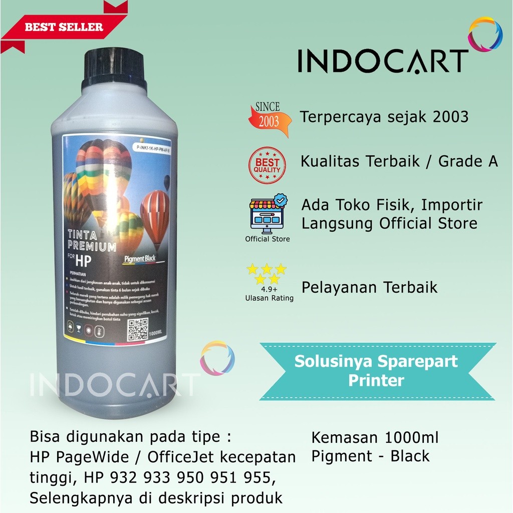 Jual IndoCart Tinta Premium Printer HP Pagewide 975 976 981-Pigment-1kg ...