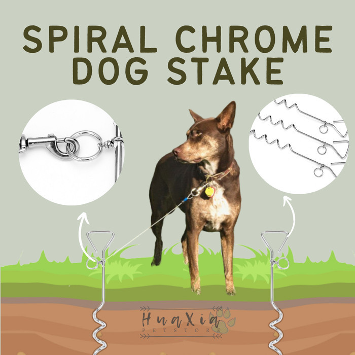 Jual HARGA DISC - Spiral Chrome Dog Stake /Tiang Ikat anjing Besi ...