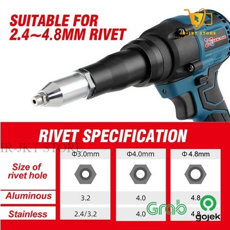 Jual Riveter Riveting Tool Mesin Paku Rivet Baterai Otomatis Rivetgun ...