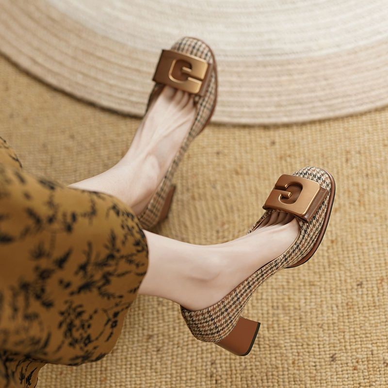 Jual Sepatu wanita, sepatu wanita kotak-kotak berwarna, gesper logam ...