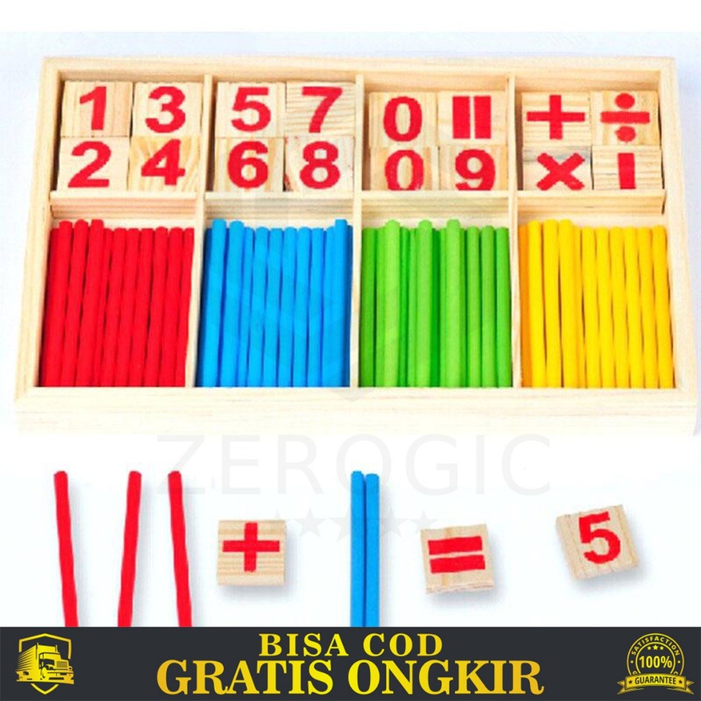 Jual EDUKASI HITUNG MAINAN ANAK MATEMATIKA BALOK KAYU STIK PAJANGAN ...