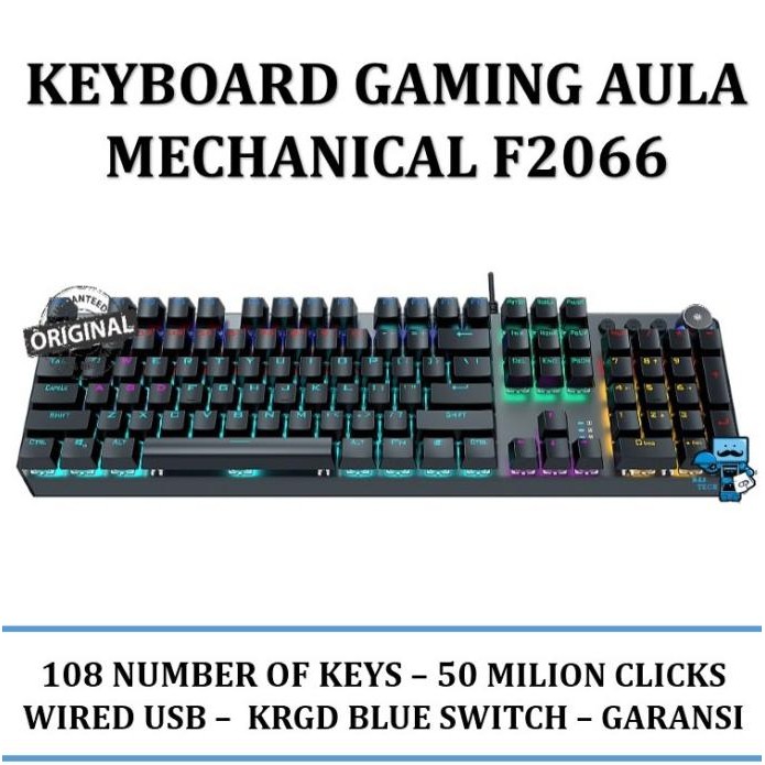 Jual BLUE- KEYBOARD GAMING MECHANICAL AULA F2066 KRGD BLUE SWITCH ...