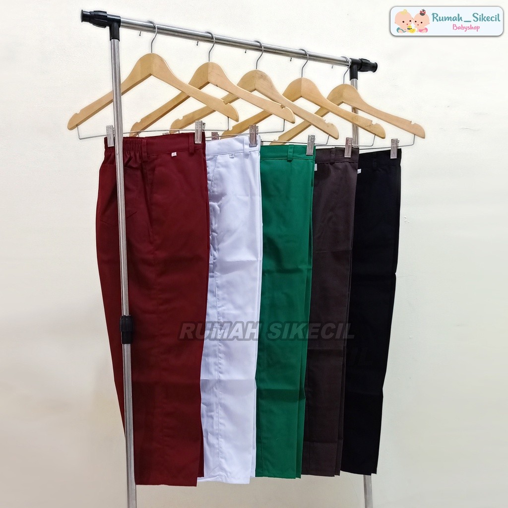Jual Seragam Sekolah Celana Panjang SD Merah Putih Cokelat Pinggang Karet Celana Sekolah SD ...