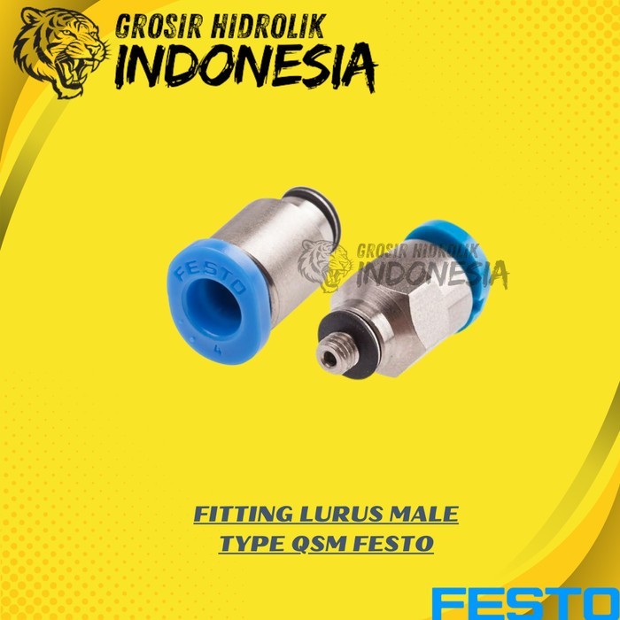 Jual QSM-6-M5 FESTO ONE TOUCH FITTING LURUS MALE SLIP LOCK FUSH IN ...