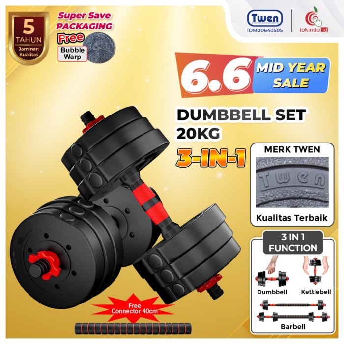Jual Neww Dumble Set 20Kg Barbel Adjustable Barbell Dumbell Angkat ...