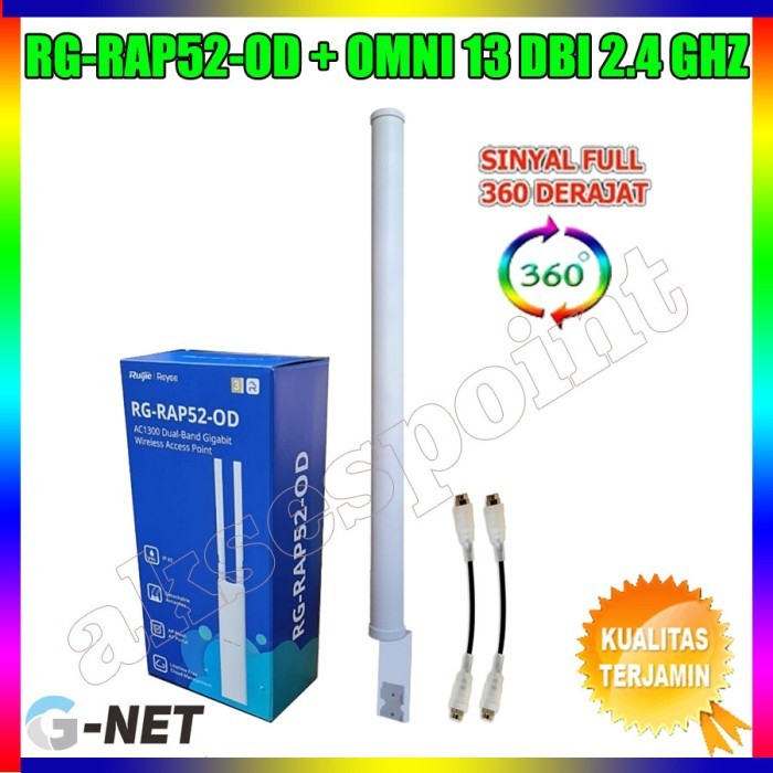 Jual Ruijie RG-RAP52-OD Plus Omni Mimo 13 dBi 2.4 GHz 360 Derajat Plus POE Adaptor 110 Klien ...