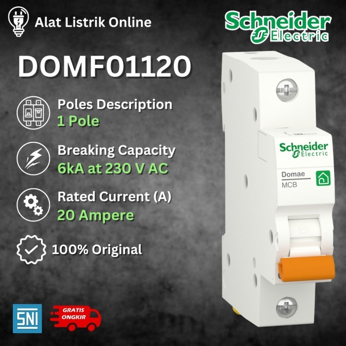 Jual Domae Mcb 6A 10A 16A 20A Ampere 1P 1 Pole Phase Schneider 6000A | Shopee Indonesia