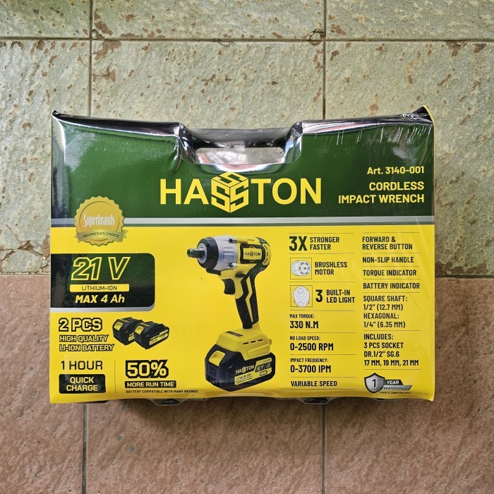 Jual HASSTON Cordless impact wrench 21V / Alat buka baut baterai ...