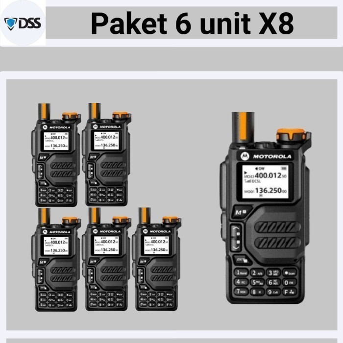 Jual Paket 6 unit X8 walkie talkie motorola dualband Radio HT X8 waterproof | Shopee Indonesia